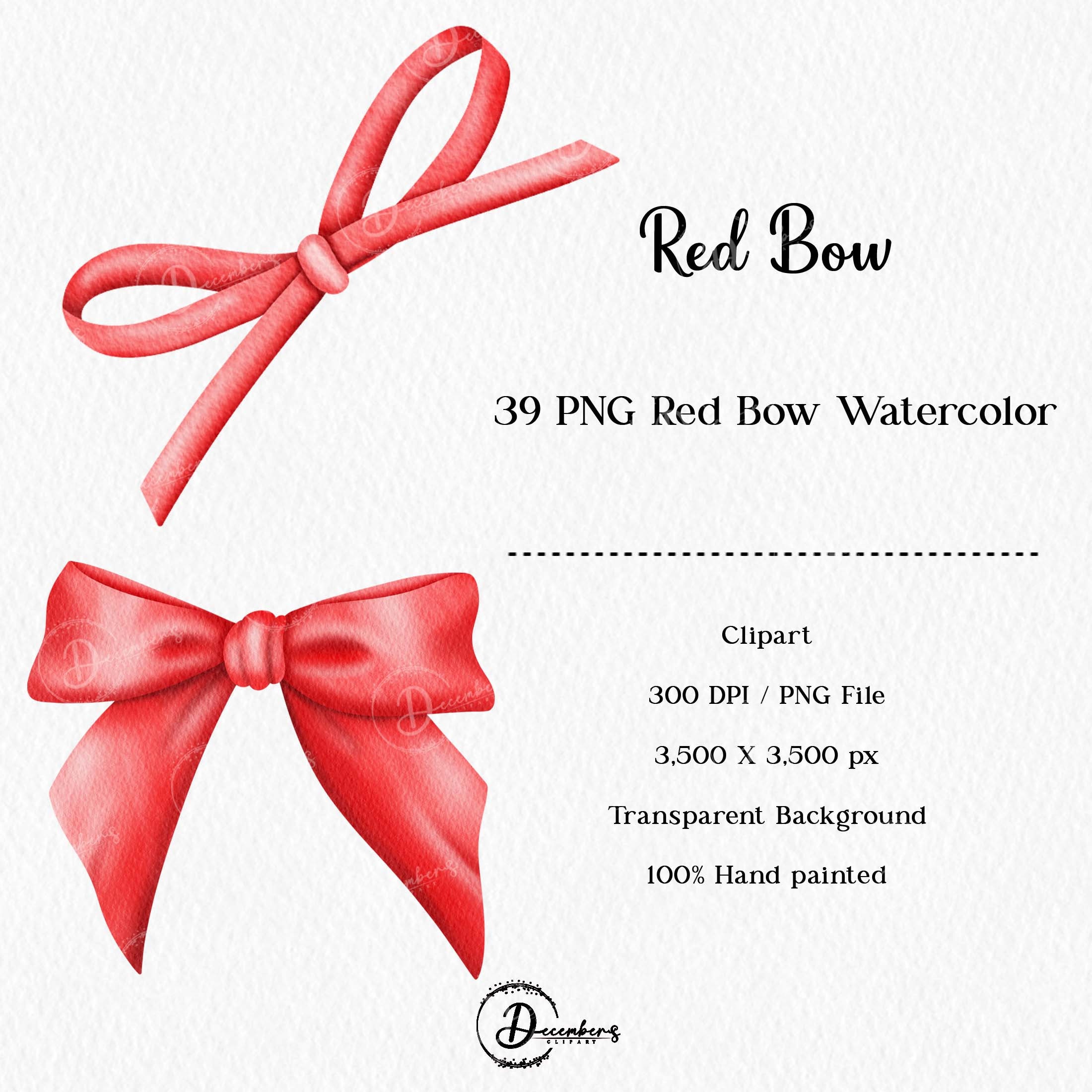 Watercolor Red Ribbon Bow Clipart, Decoration Valentine, Bow Gift Tag ...