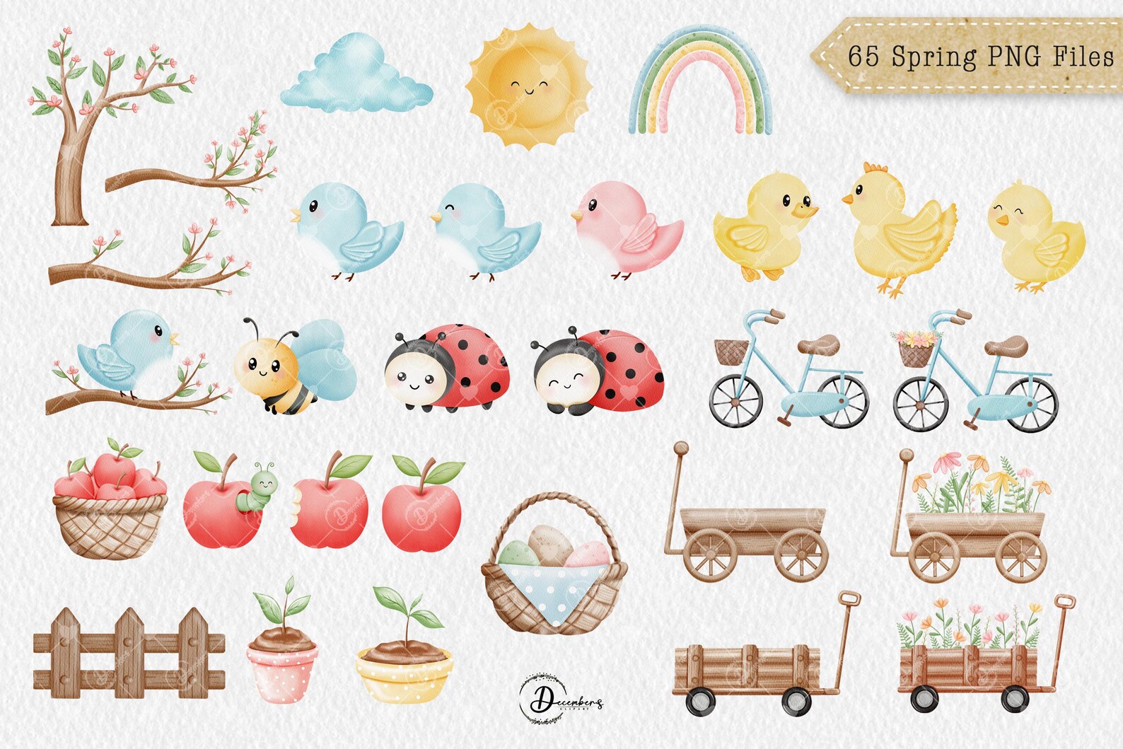 Happy Spring Clipart, Spring Png, Spring Flowers Clipart, Spring Floral ...