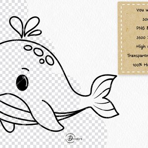 Cute Sea Animals Outline PNG SVG, Under the Sea Clipart, Black and ...