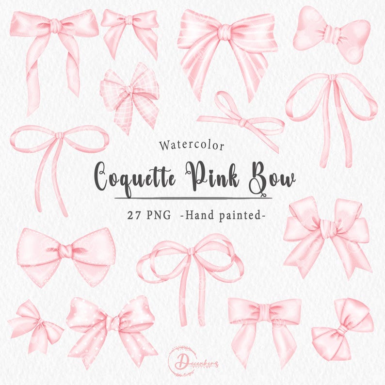 Pink Coquette Bow, Pink Coquette Ribbon, Gift Bow Clipart, Decoration ...