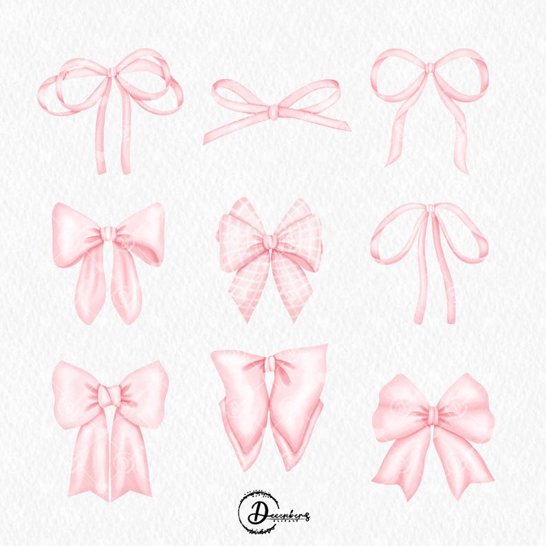 Pink Coquette Bow, Pink Coquette Ribbon, Gift Bow Clipart, Decoration ...