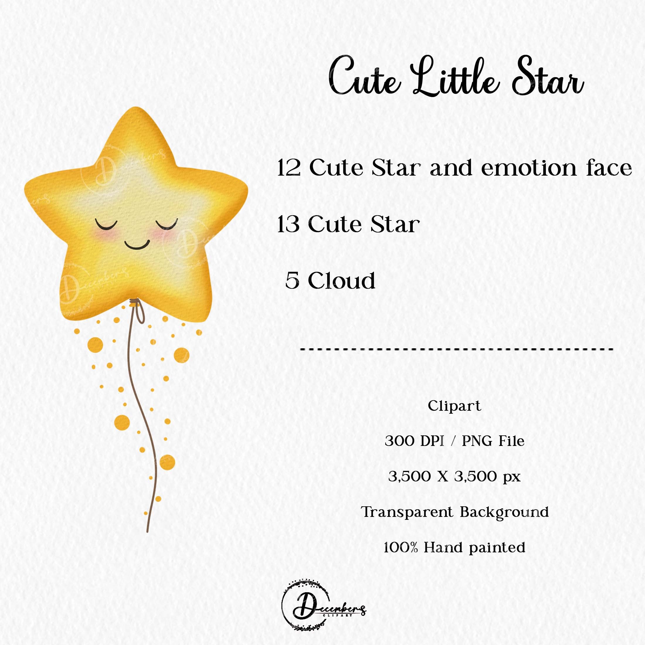 Watercolor Stars and Cloud Clipart Png, Star, Nursery Clipart, Kids and ...