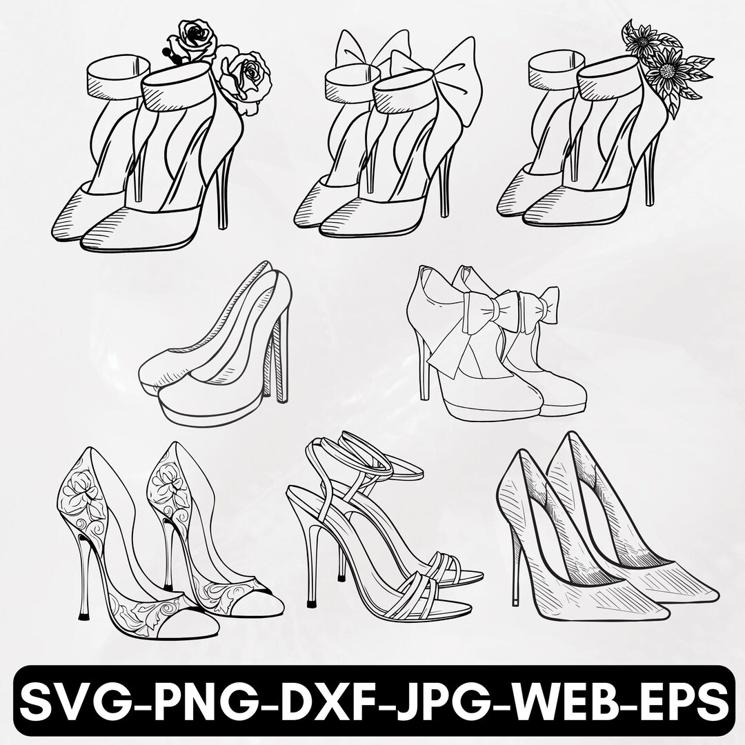 Women Footwear File / High Heels Decal / Woman Shoes Svg / High Heels ...