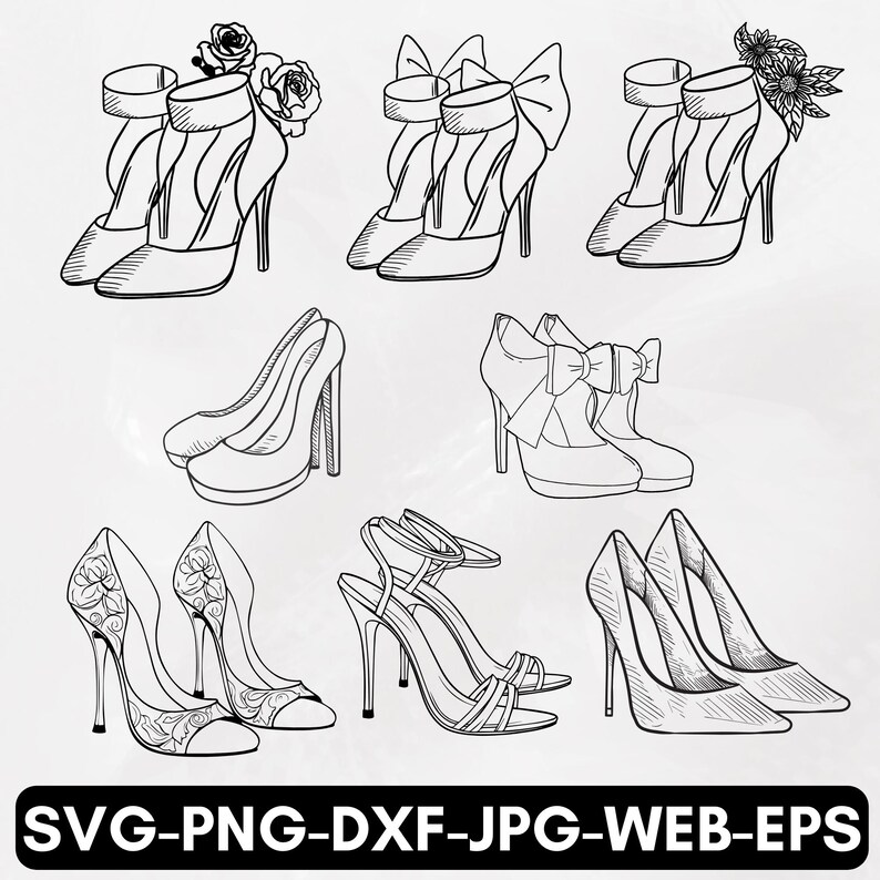 Women Footwear File / High Heels Decal / Woman Shoes Svg / High Heels ...