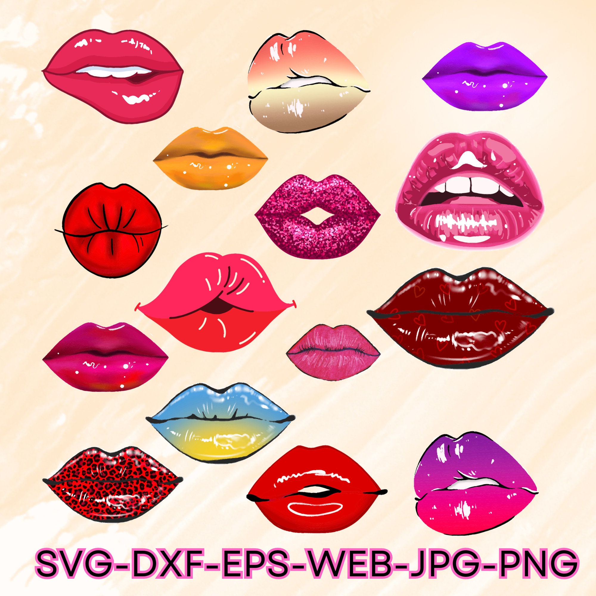Multi-colour Lipsmulti Lips Svglips Svg Bundlekiss Svglips Pnghot Lips ...