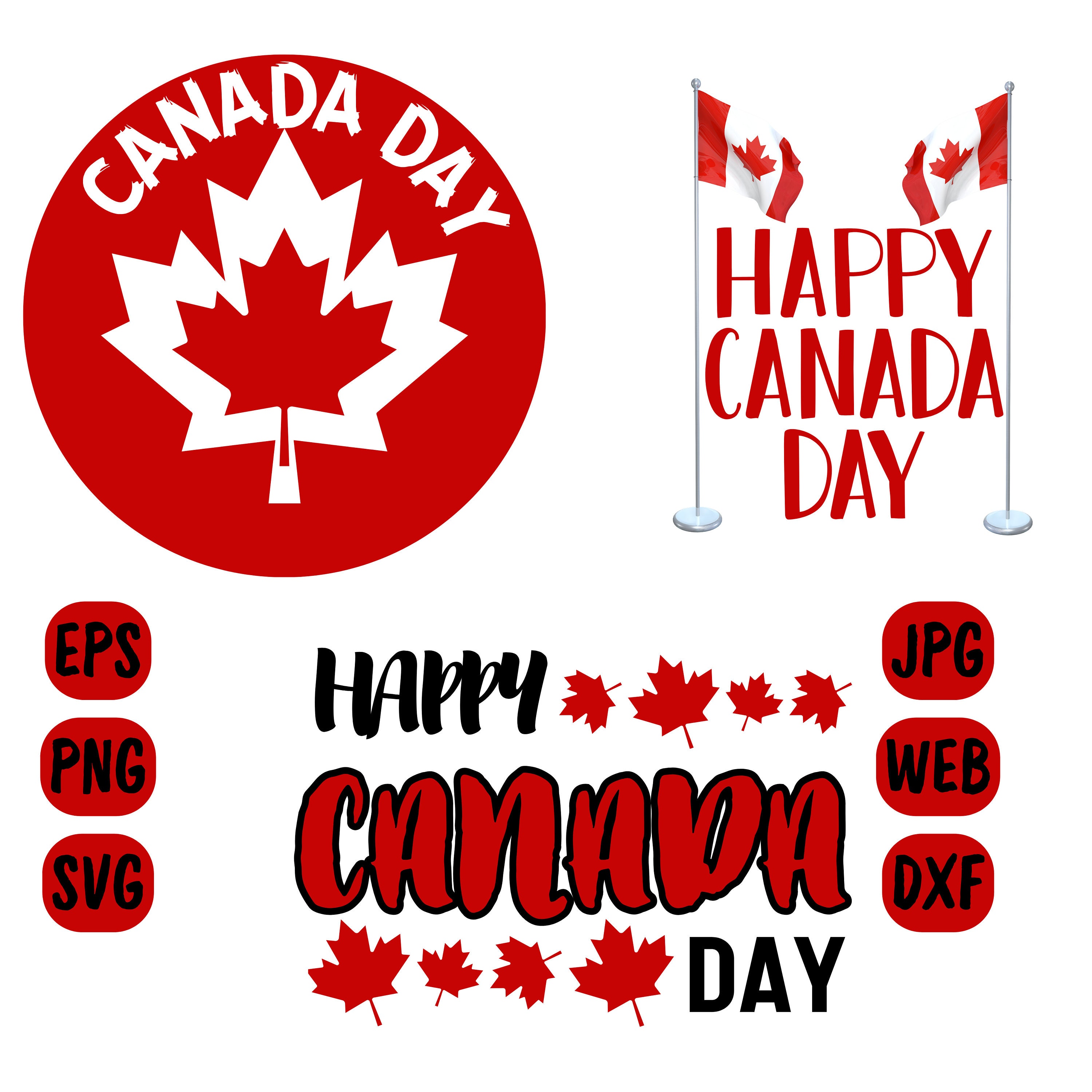Svg Canada Day / Canadian Decal Svg / Circle Maple Leap / Canadian Flag ...