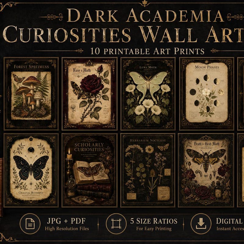 Dark Academia Moon Wall Art - Etsy