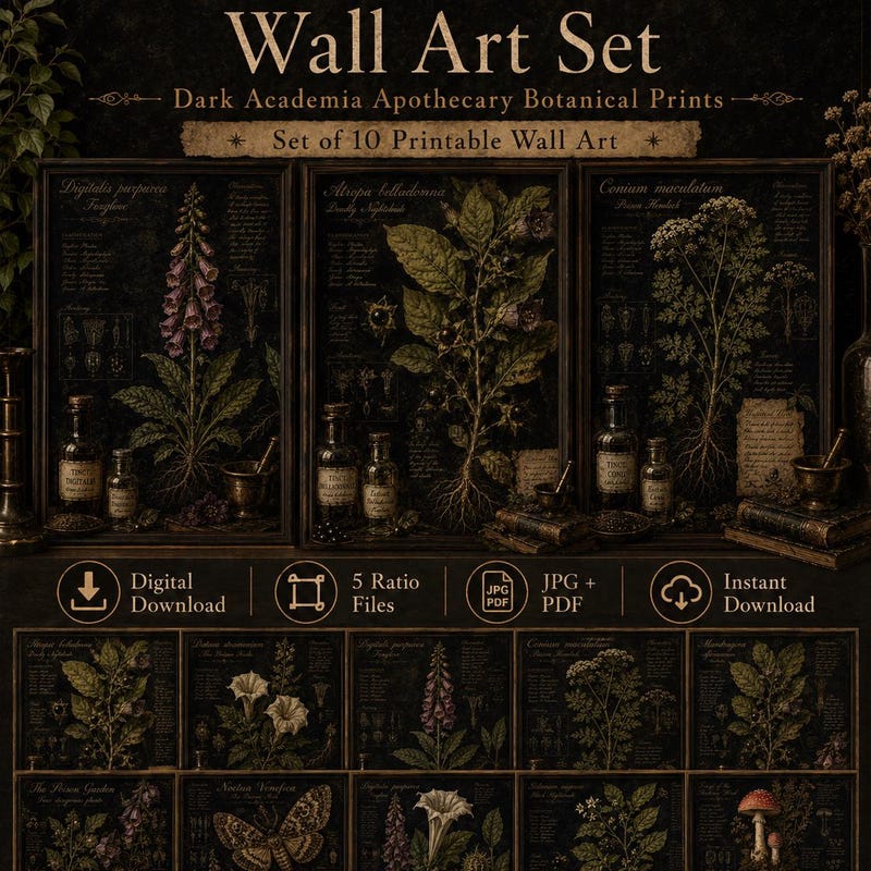 Dark Vintage Wall Art Set - Etsy