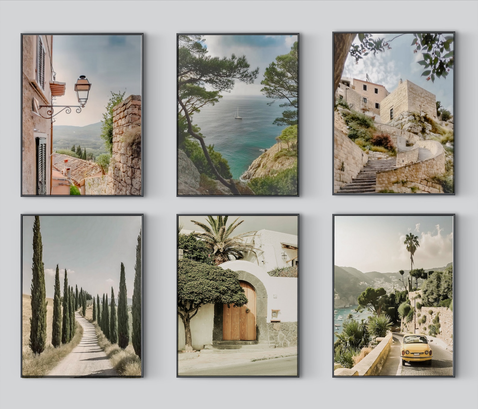 6 SET Italy Wall Hanging, Italian Vibe Wall Art, Travel Poster, Italian ...