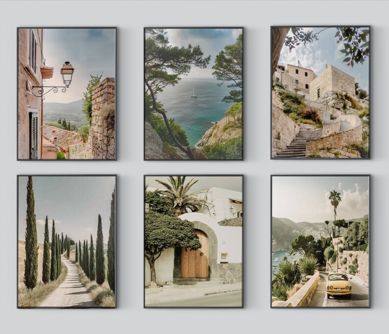 6 SET Italy Wall Hanging, Italian Vibe Wall Art, Travel Poster, Italian ...