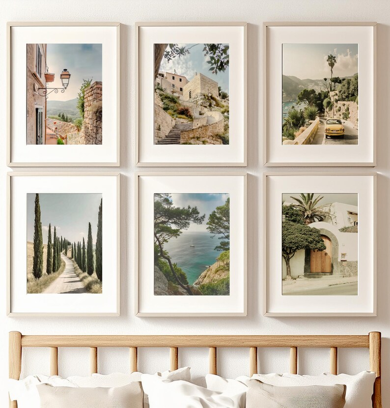 6 SET Italy Wall Hanging, Italian Vibe Wall Art, Travel Poster, Italian ...