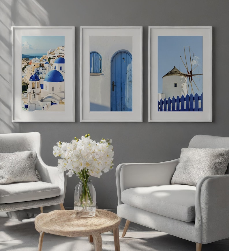 6 SET Santorini Wall Hanging, Greece Prints, Travel Poster, Greek ...