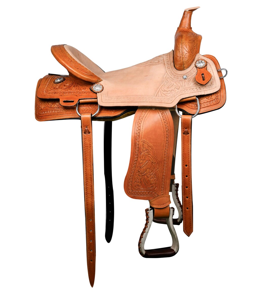Hulara Western Saddle Tooled Genuine Leather Horse Saddle Carved Comfy ...