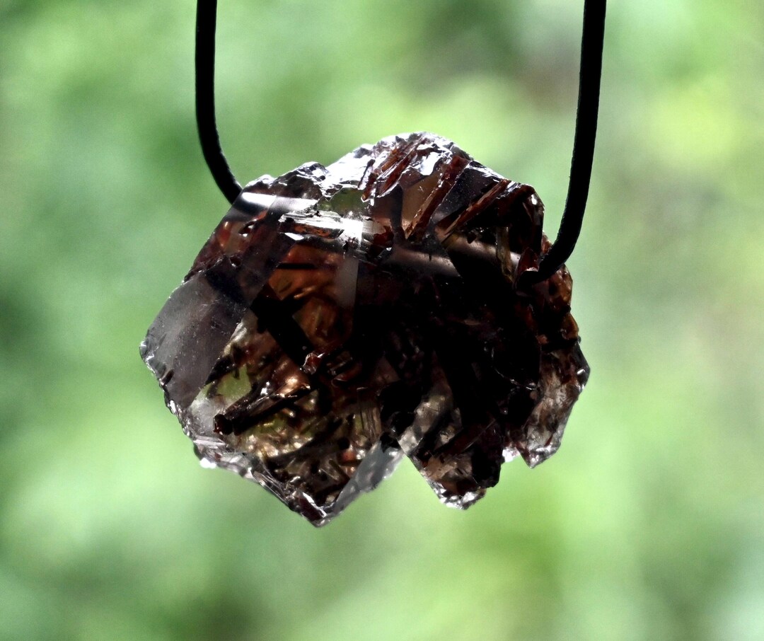 Beautiful Red EPIDOT in SMOKY QUARTZ Raw Crystal Pendant 25.6 G - Etsy