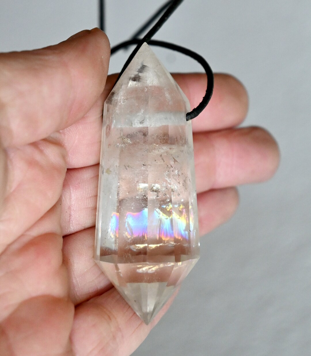 Beautiful 12 Facets ROCK CRYSTAL Double Terminated vogel Cut Pendant 50 ...