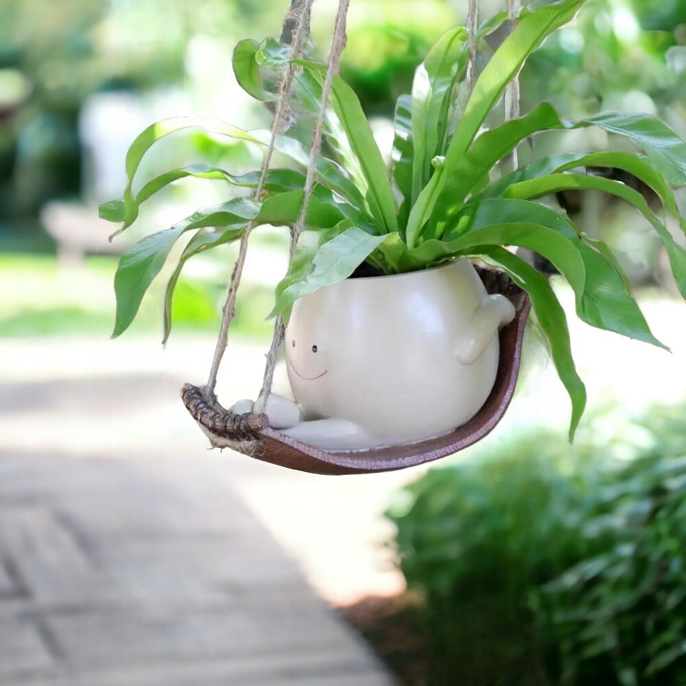 Hanging Smiley Face Plant Pot on Hammock, Mini Hanging Plant Pot, Funny Plant Pot, Hanging ...