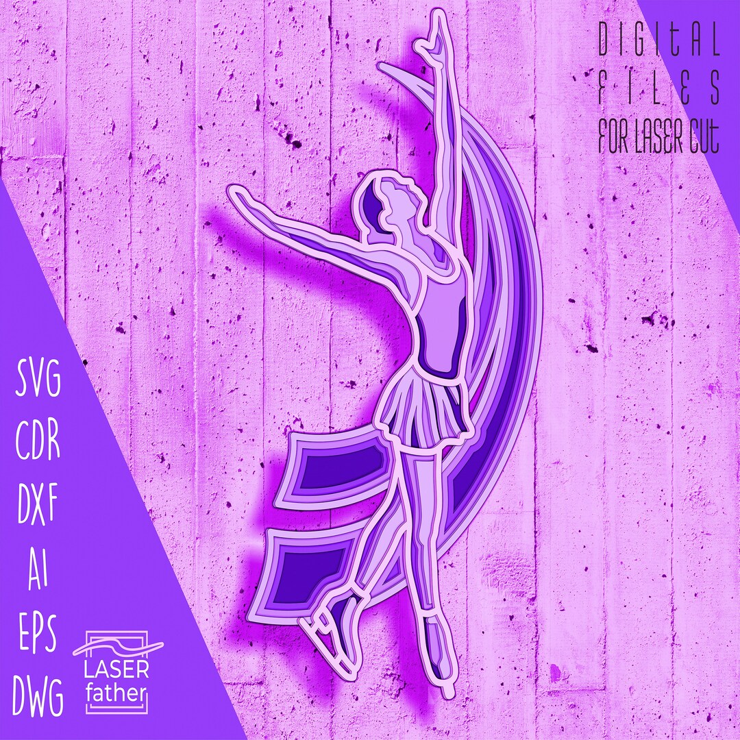 Figure Skating SVG for Laser Cuts, Cricut Layered Files, Ice Skate DXF ...