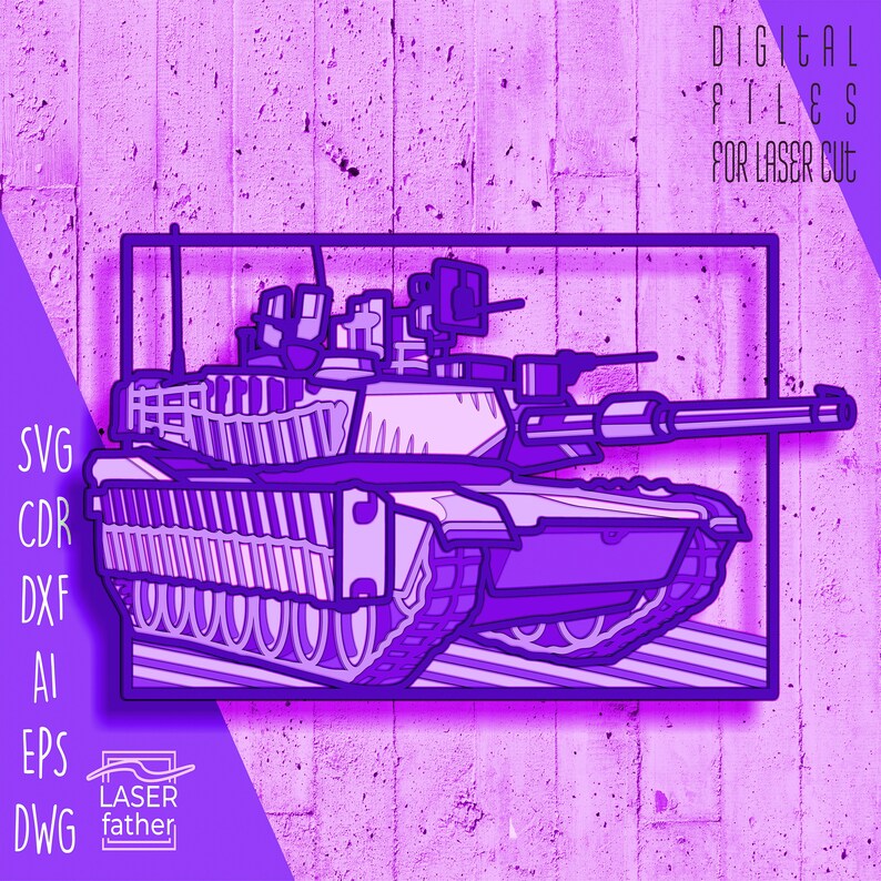 M1 Abrams Tank SVG Files for CNC Router, 3D Layered Paper Art, Laser ...