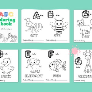 ABC Coloring Book Printable, Alphabet Book, Kids Coloring Book Animals ...