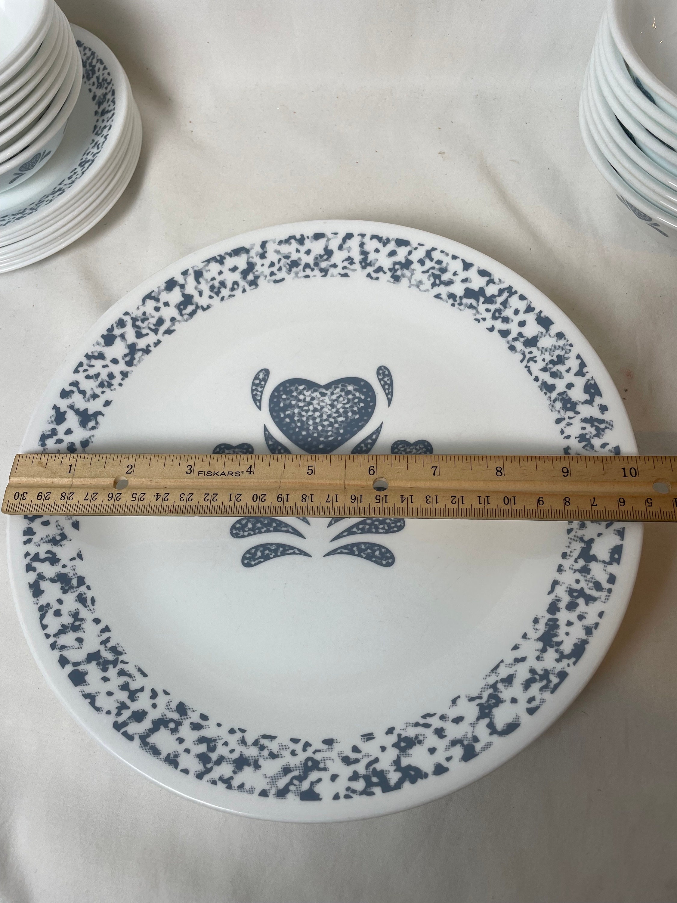 30 Piece Set Corelle blue Hearts Sponge Plates and Bowls - Etsy