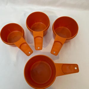 Vintage Harvest Orange Tupperware Measuring Cups, Spoons, Funnel, Flour ...