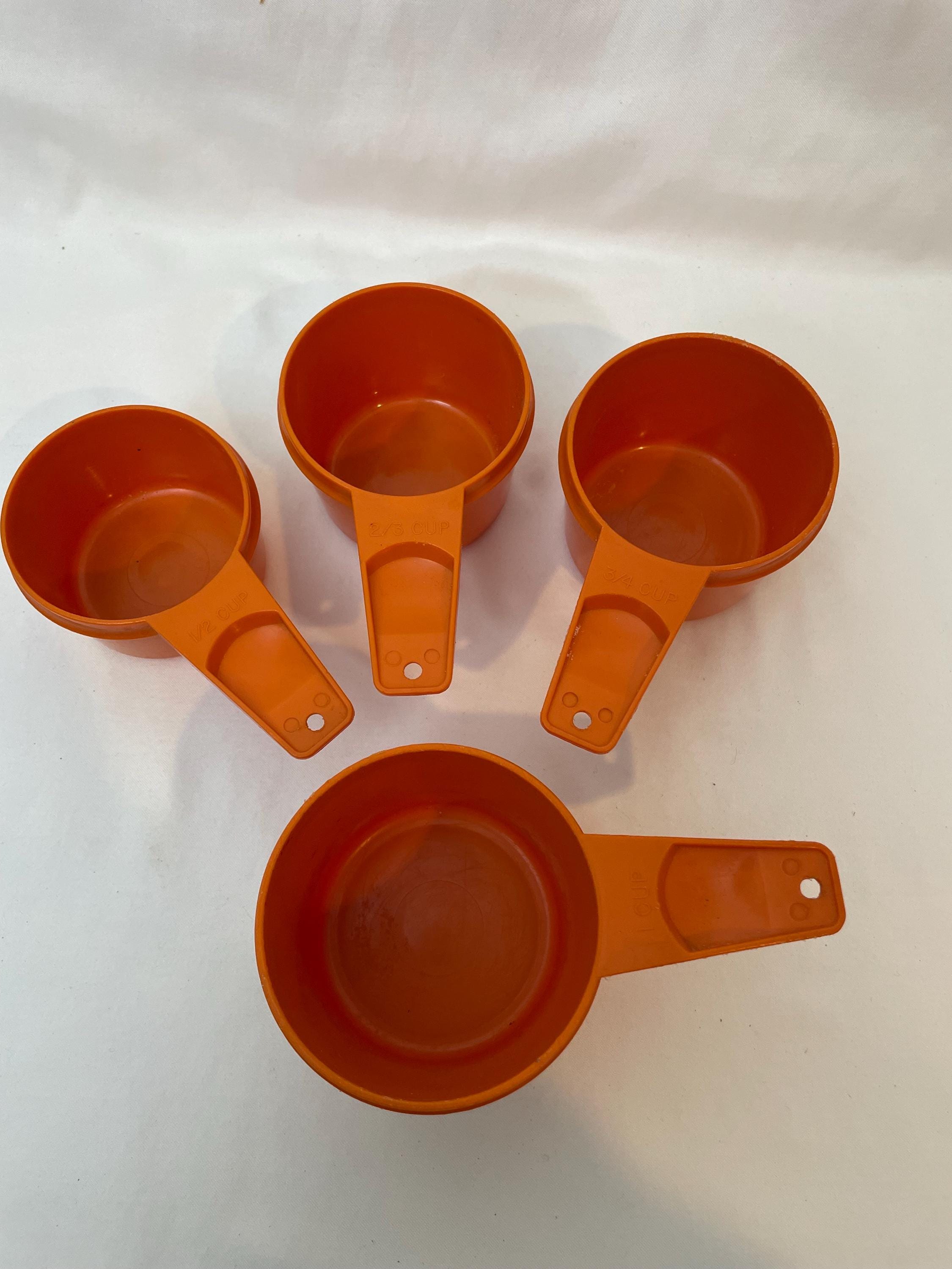Vintage Harvest Orange Tupperware Measuring Cups, Spoons, Funnel, Flour ...