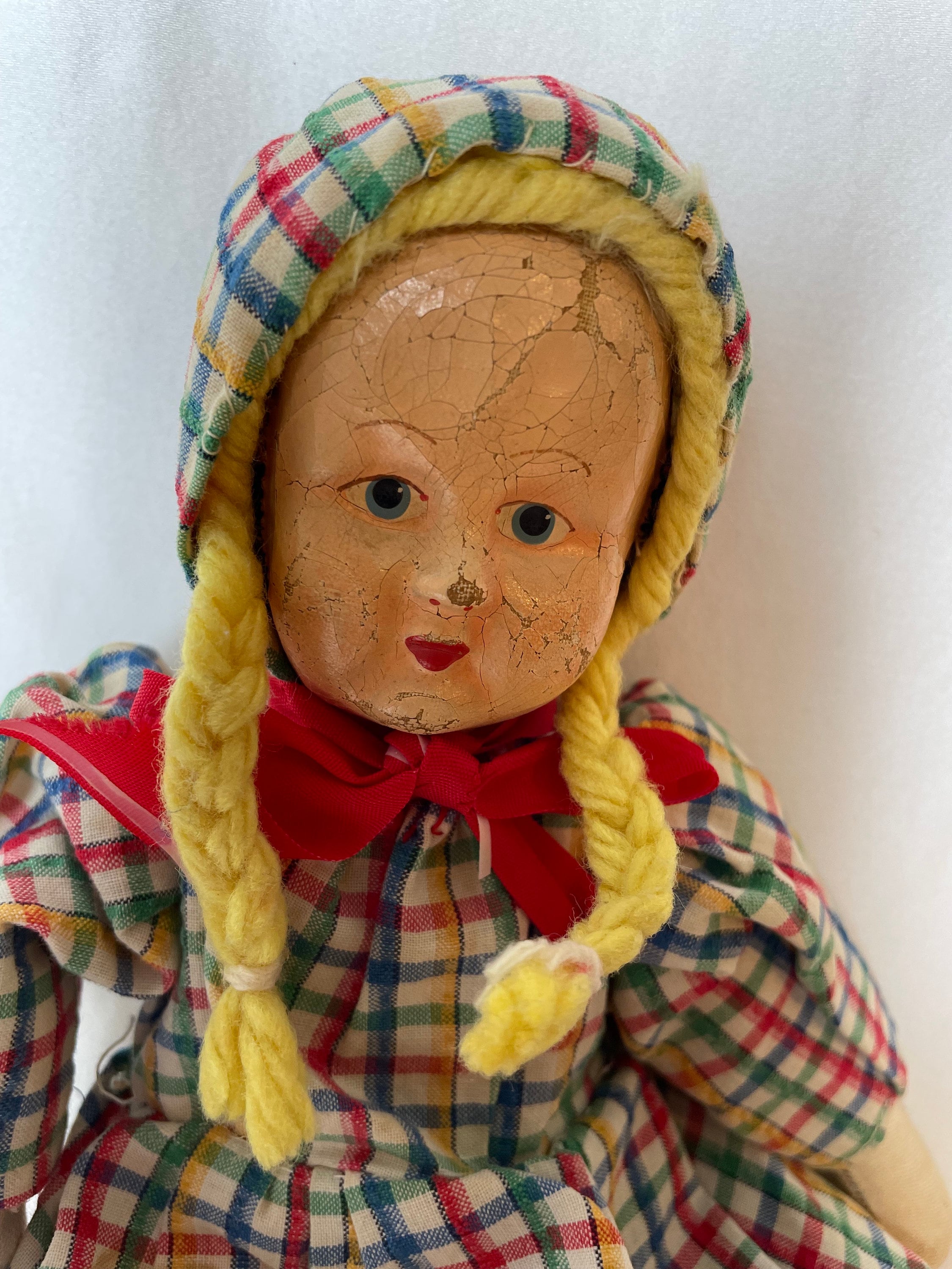 Antique heidi Doll Cloth Body, Original Plaid Dress, 11 Tall - Etsy