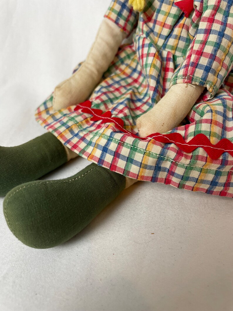 Antique heidi Doll Cloth Body, Original Plaid Dress, 11 Tall - Etsy