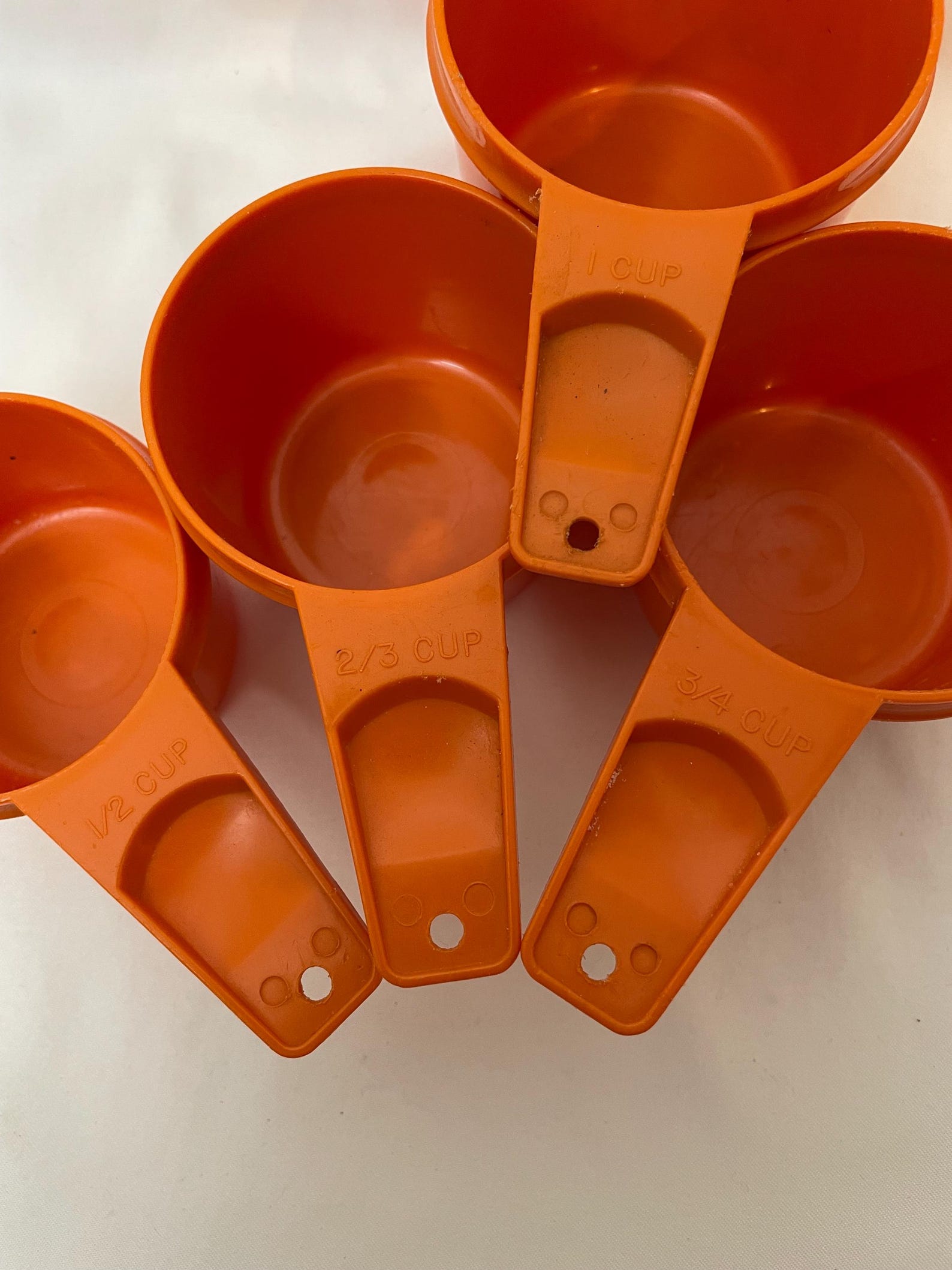 Vintage Harvest Orange Tupperware Measuring Cups, Spoons, Funnel, Flour ...