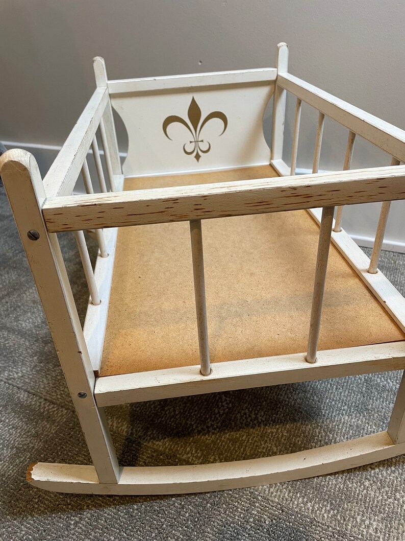 1950s Wooden Doll Rocking Cradle With Original Pink Mattress - Etsy