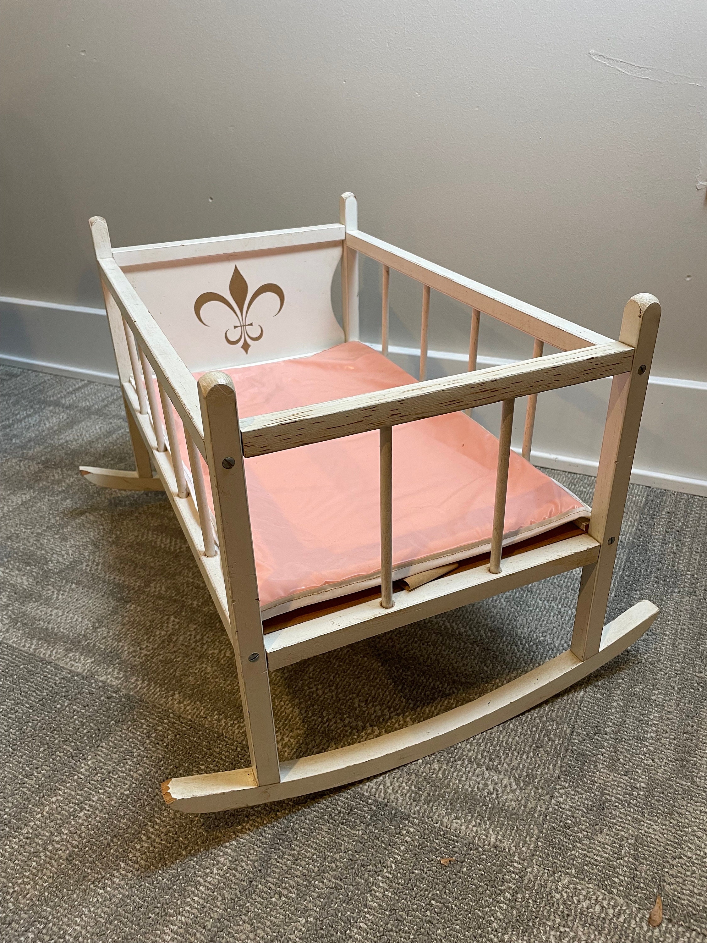 1950s Wooden Doll Rocking Cradle With Original Pink Mattress - Etsy