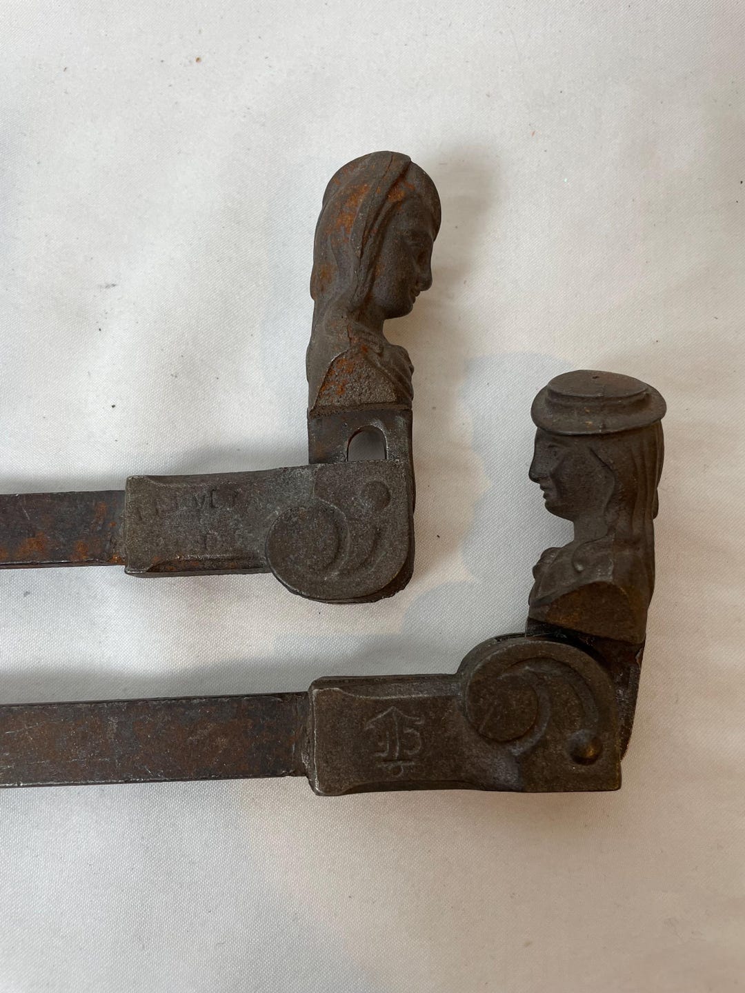 Two Antique Cast Iron Window Shutter Catch, Holder, Latch Bust of ...