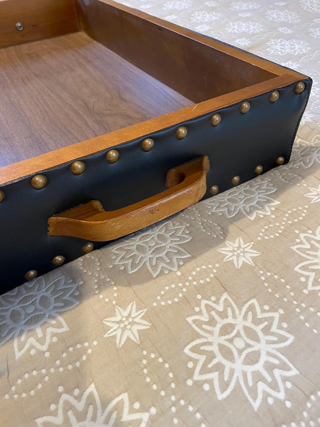 Large 24 X 17 Vintage MCM Desk Tray, Topper Wood With Black Leather and ...