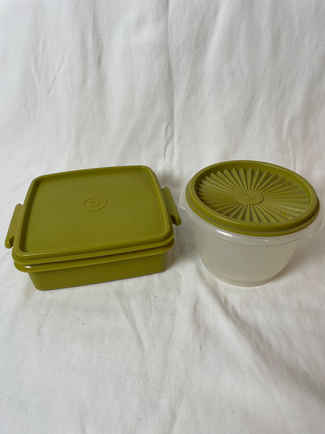 Lot of 2 Vintage Tupperware Olive Green - Etsy