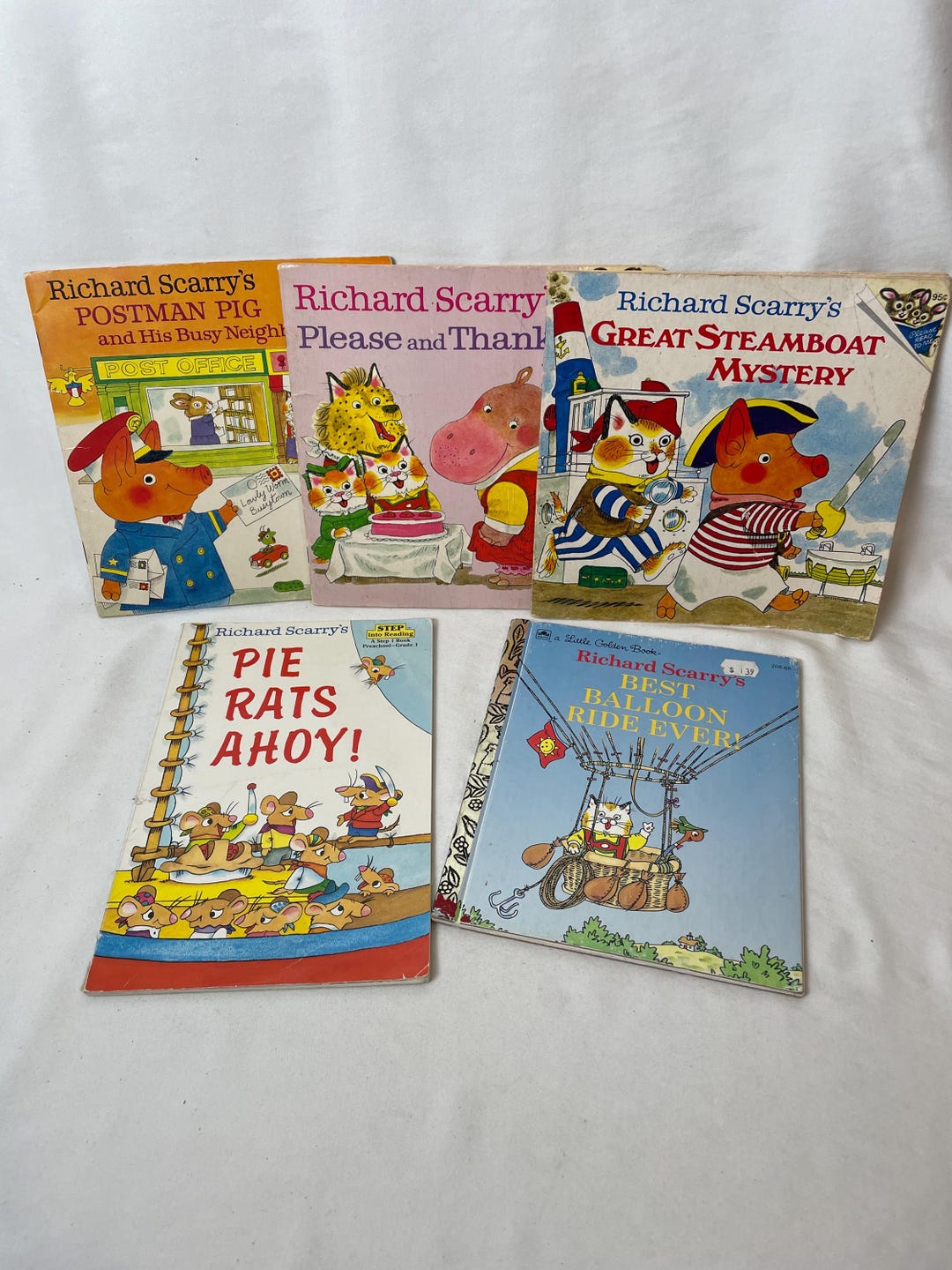 5 Vintage Richard Scarry Children’s Books, Little Golden Book, Step ...