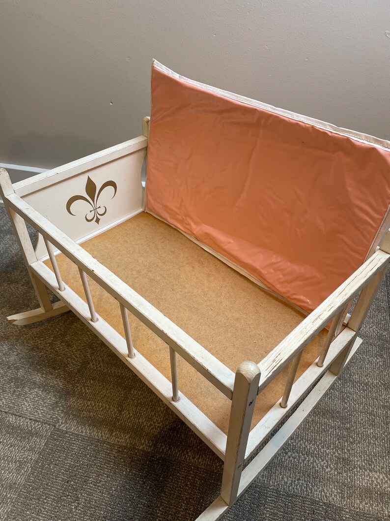 1950s Wooden Doll Rocking Cradle With Original Pink Mattress - Etsy