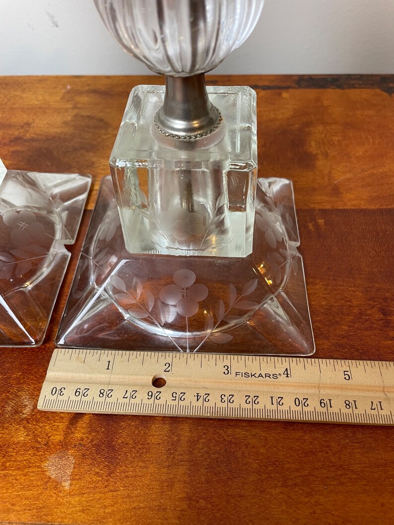 1930s Vintage Etched Glass Table Lamp Bases Parts, Repurpose - Etsy