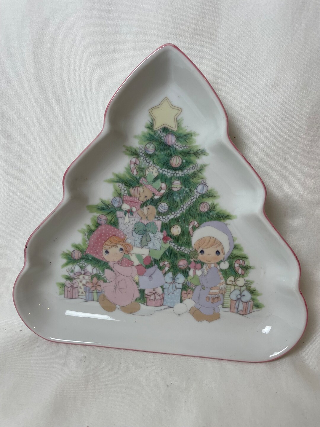 1992 Precious Moments Christmas Tree Shaped Dish, Candy Dish - Etsy
