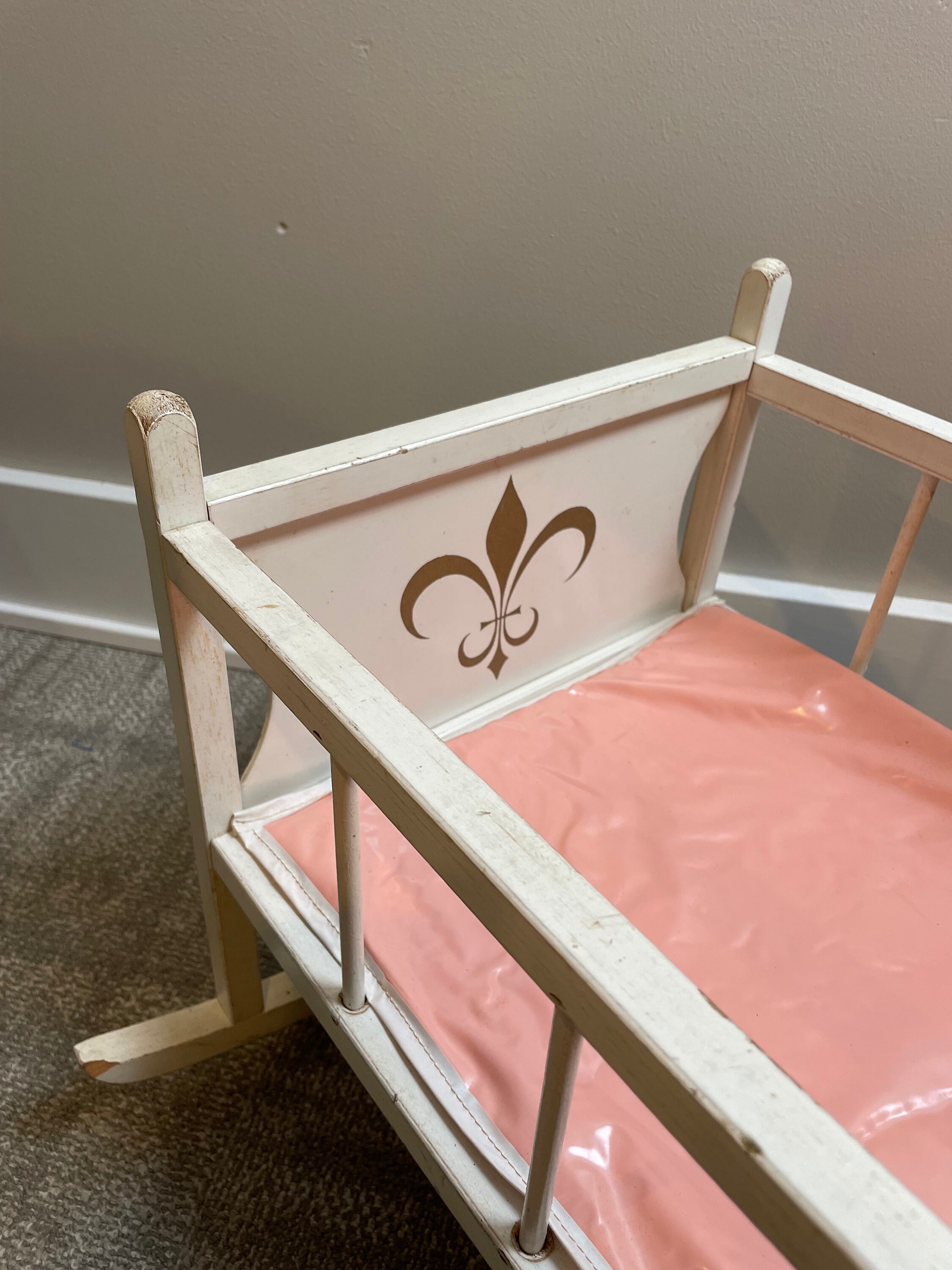 1950s Wooden Doll Rocking Cradle With Original Pink Mattress - Etsy