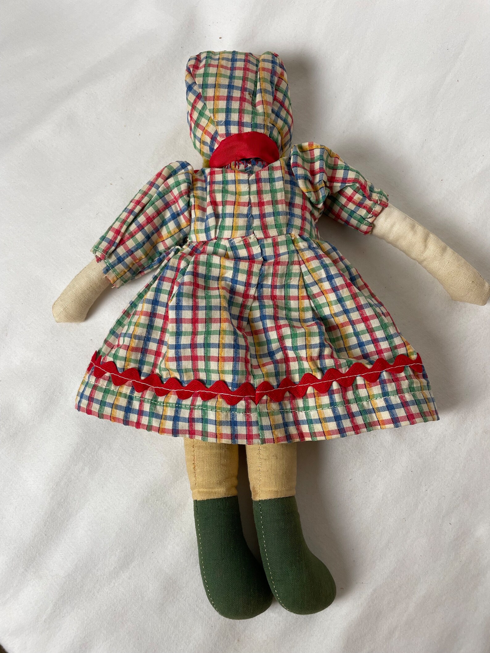 Antique heidi Doll Cloth Body, Original Plaid Dress, 11 Tall - Etsy
