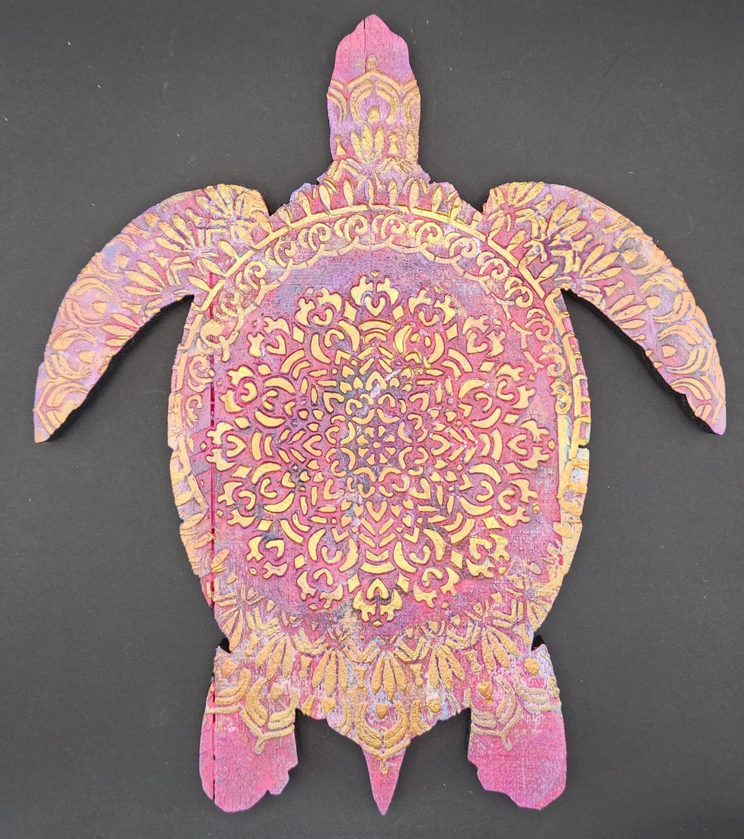 Turtle, Wall Hanger, Art, Laser Cut, Recycled Wood, Colorfully Painted ...