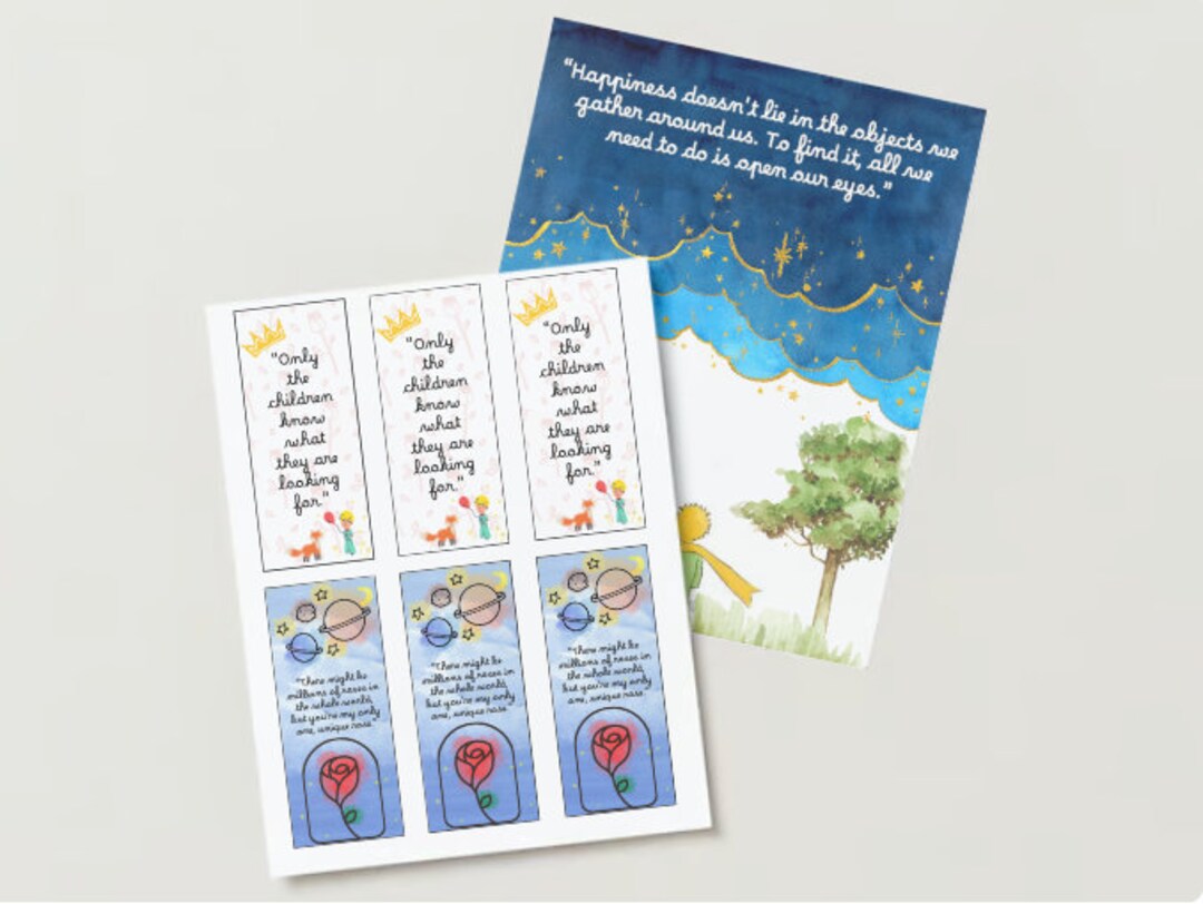 Little Prince Themed Bookmarks + Bonus Poster! - Etsy