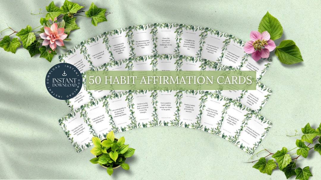 50 Habit Affirmation Cards Printable, Affirmation Cards Digital, Vision ...