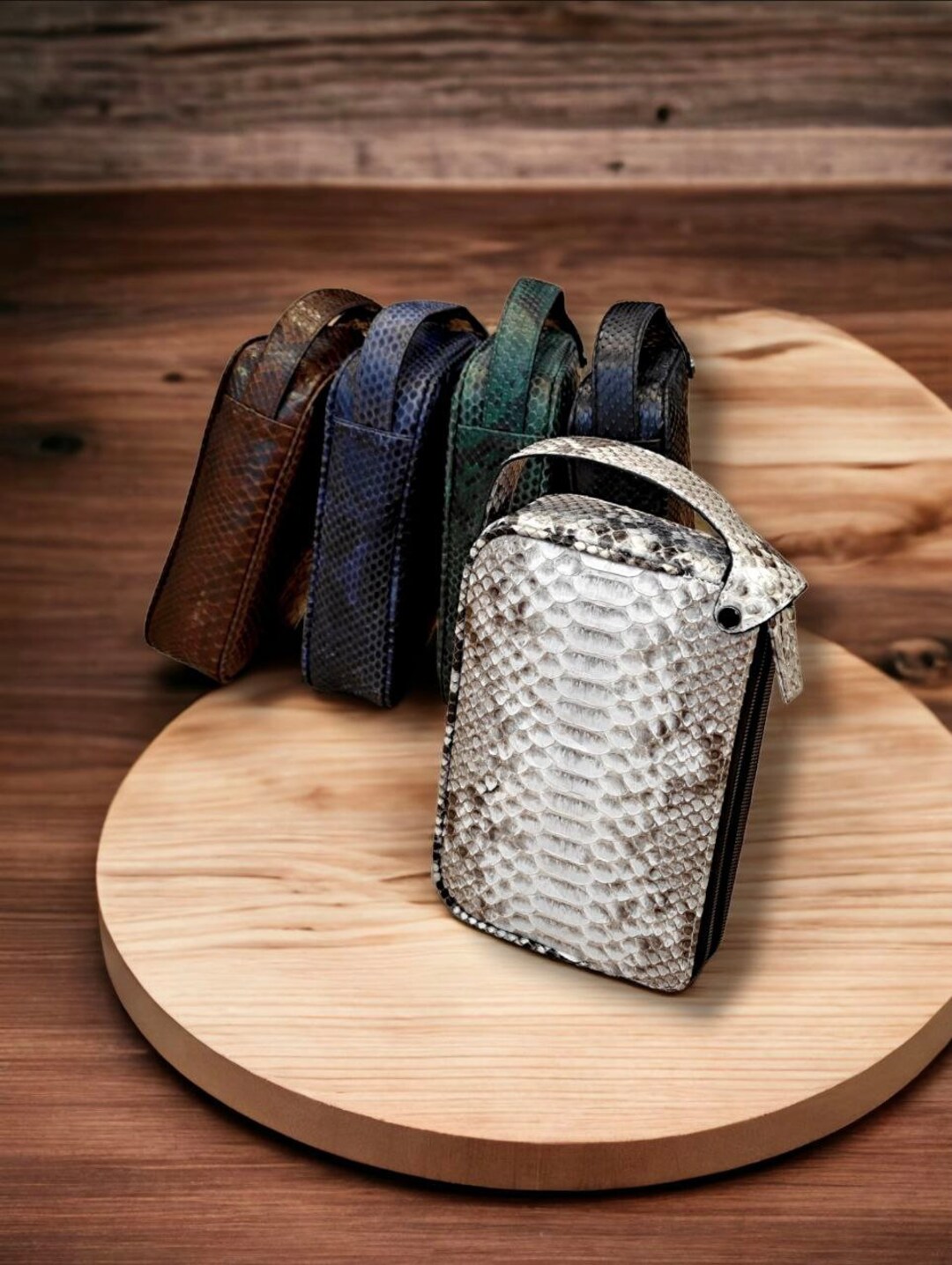Handmade Python Leather Clutch for Men Stylish Python Pattern Design, Genuine Python Leather Bag ...