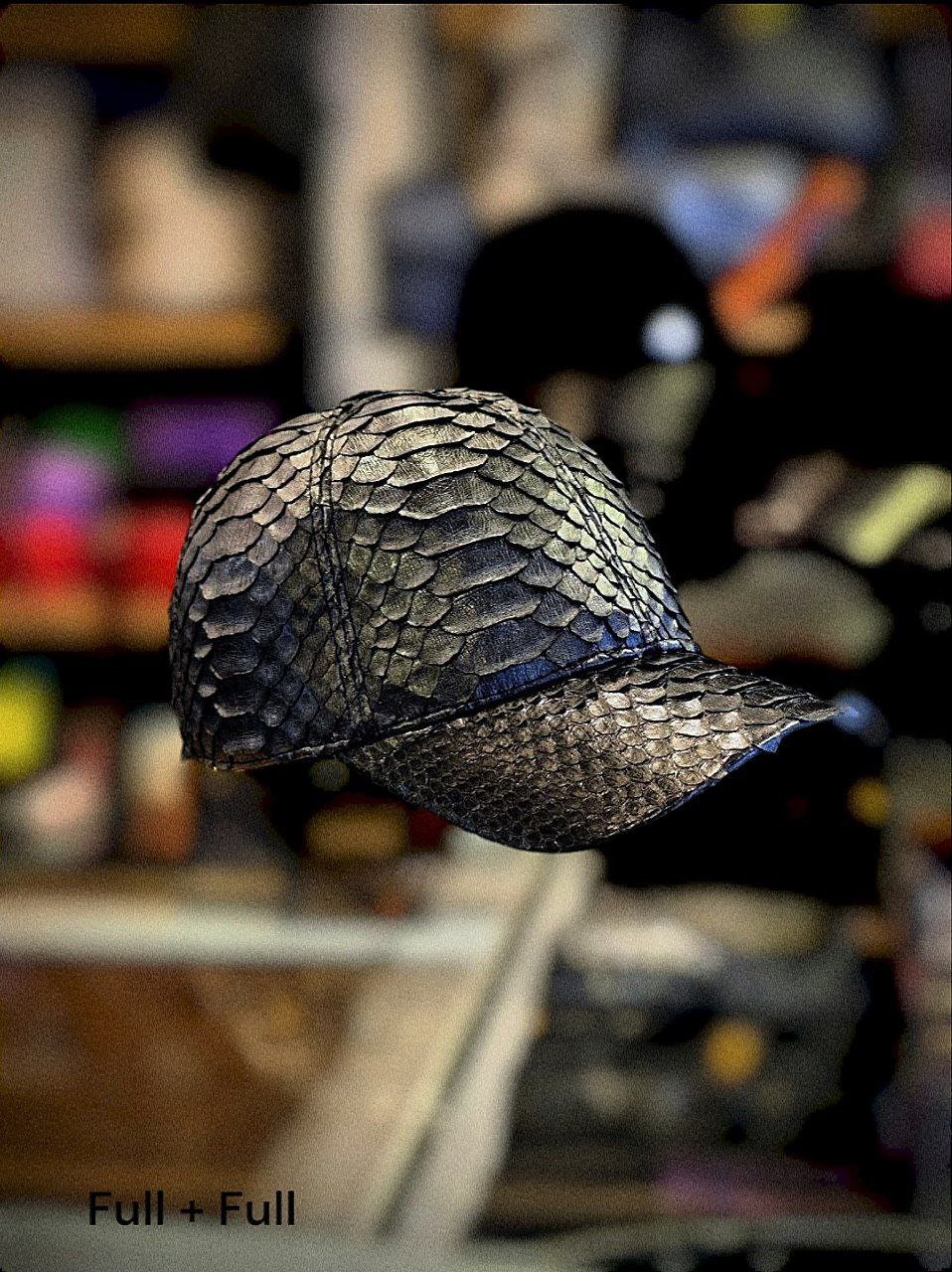 Luxurious Italian Black Python Baseball Cap, Dragon Pattern Snakeskin ...