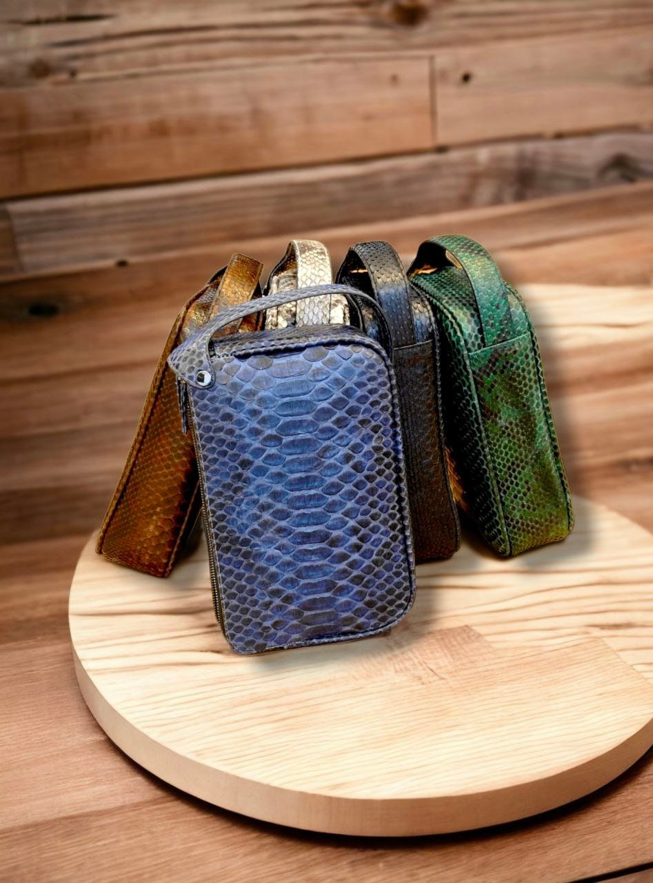 Handmade Python Leather Clutch for Men Stylish Python Pattern Design, Genuine Python Leather Bag ...