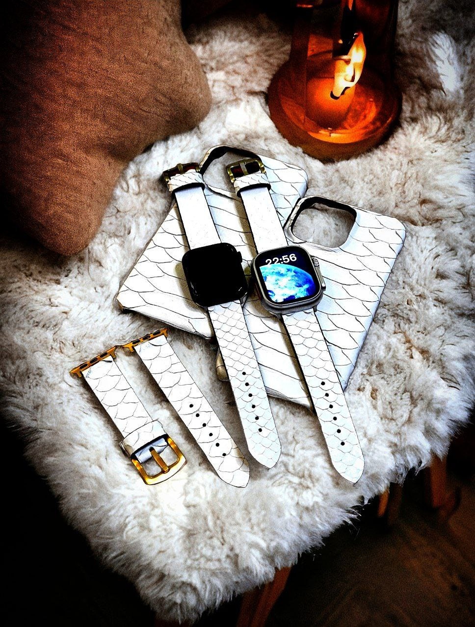 Handcrafted Python Leather Apple Watch Band Stylish Tech Accessory ...