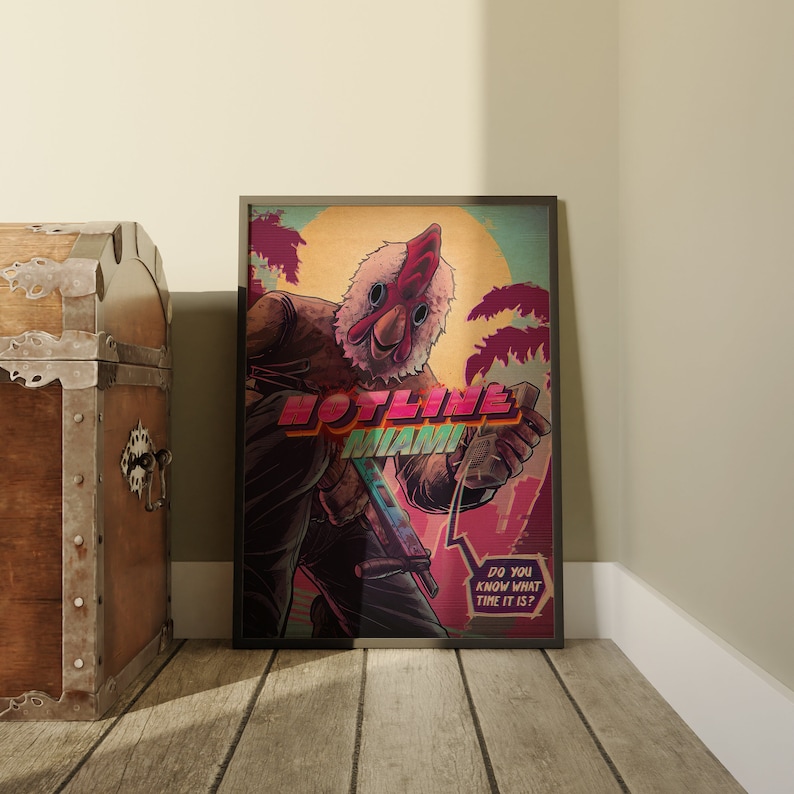 Hotline Miami Poster, Retro Gaming Wall Art, Kraft Paper Print, Gaming ...