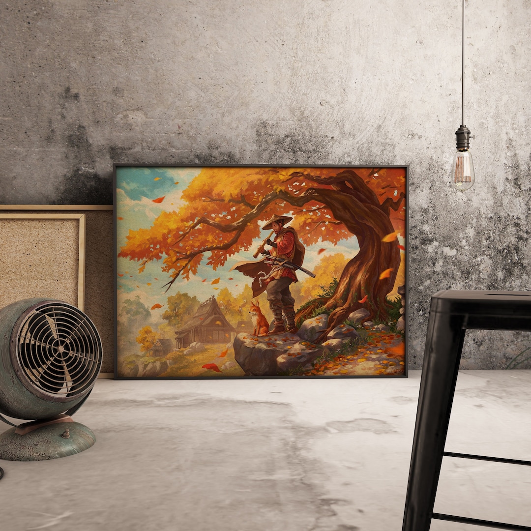 Ghost of Tsushima Game Poster | Samurai Warrior Art | Autumnal Japanese ...