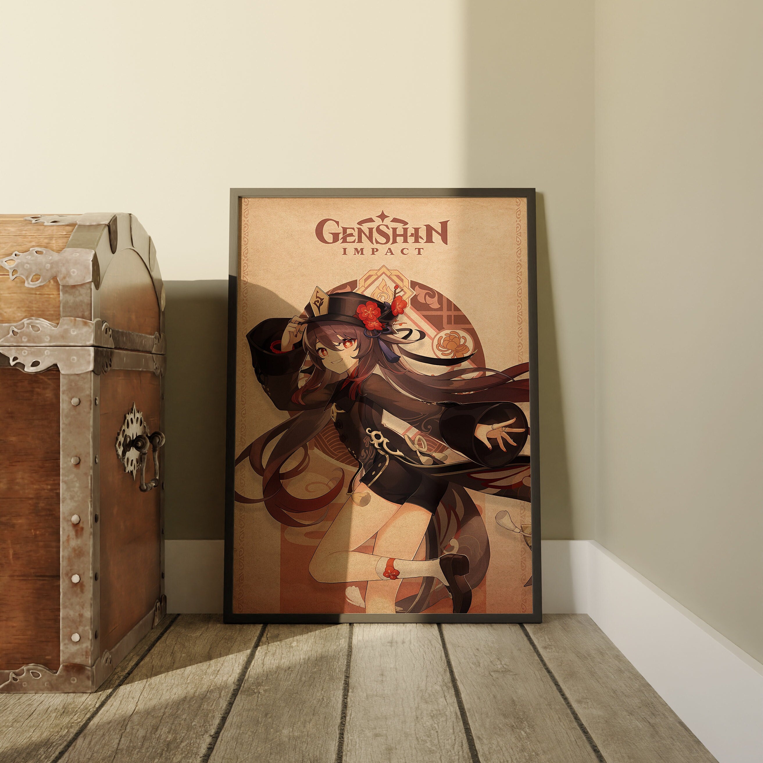 Genshin Impact Vintage Poster, Epic Fantasy Game Wall Art, Handcrafted ...